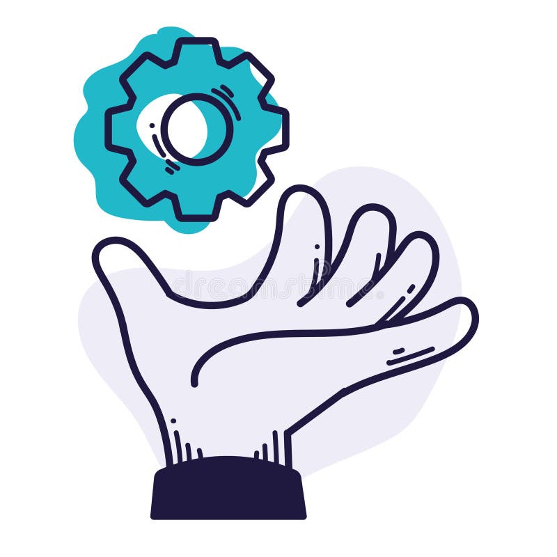 Hand with gear cog setting stock vector. Illustration of mechanism ...