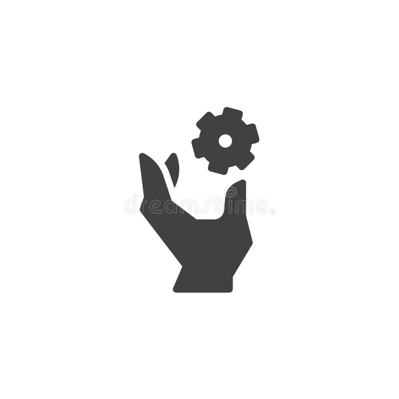 Hand and gear vector icon stock vector. Illustration of graphics ...