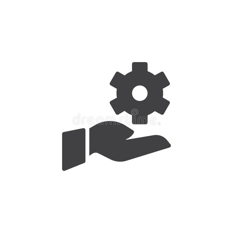 Hand and gear outline icon stock vector. Illustration of simple - 123549351