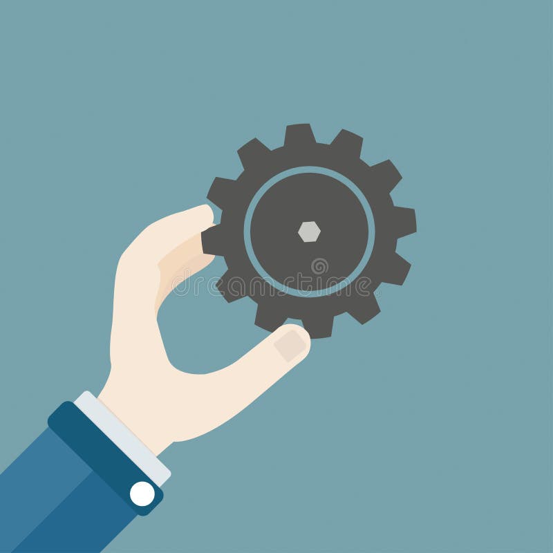 Hand Gear Wheel stock vector. Illustration of hand, wheel - 89890594