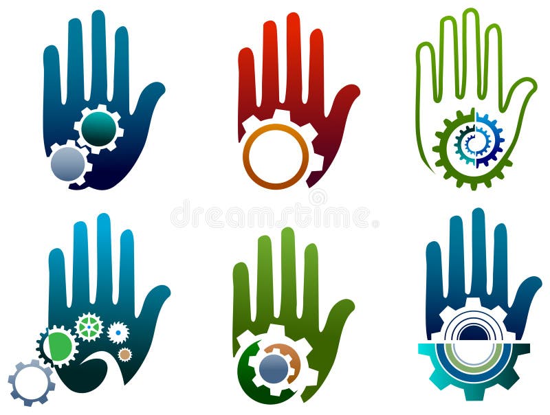 Hand and gear wheels stock vector. Illustration of business - 56202993