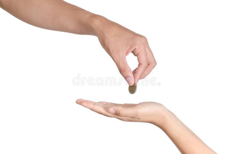Hand Geben Geld Auf Weißem Hintergrund Stockbild - Bild von geben ...