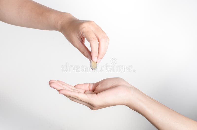 Hand Geben Geld Auf Weißem Hintergrund Stockbild - Bild von geben ...