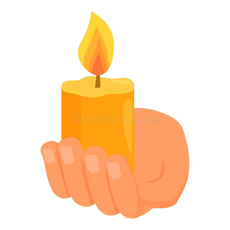 Hand Holding Burning Candle Hope and Support Illustration Stock ...
