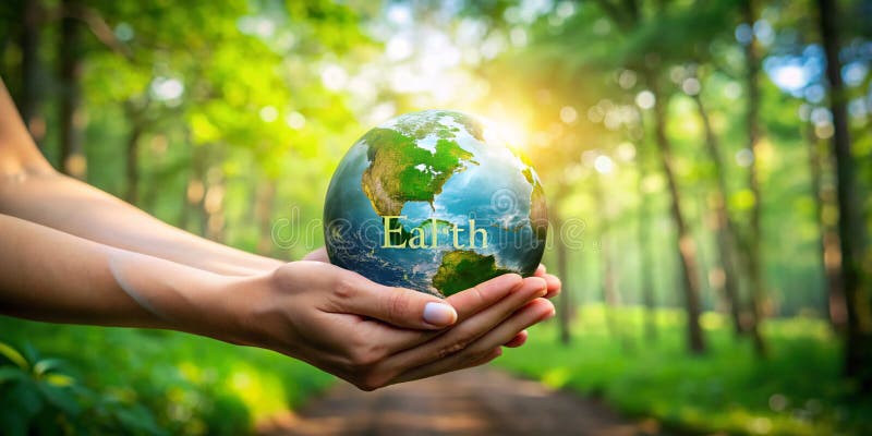 A Hand Gently Holding a Young Tree in the Center Stock Illustration ...