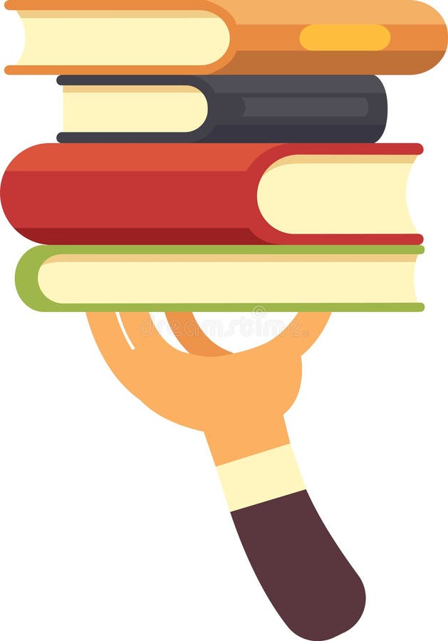Hand Gently Holds a Stack of Colorful Books, Symbolizing Knowledge ...