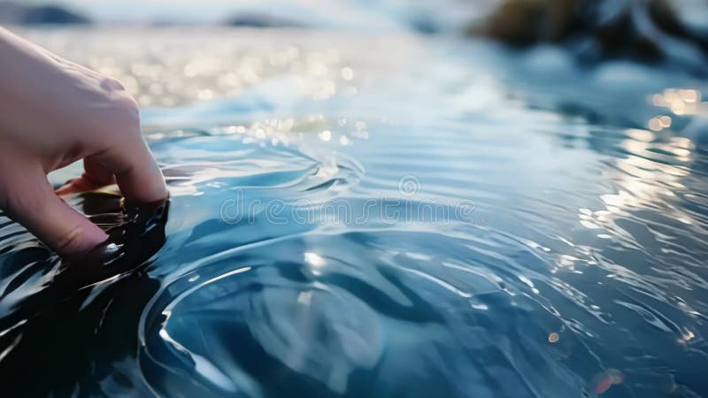 Person Touching Ice on Water Surface with Finger Stock Video - Video of ...
