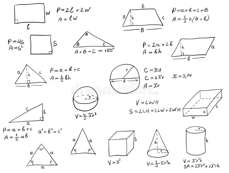 De Cijfers En De Formules Van De Meetkunde Vector Illustratie ...