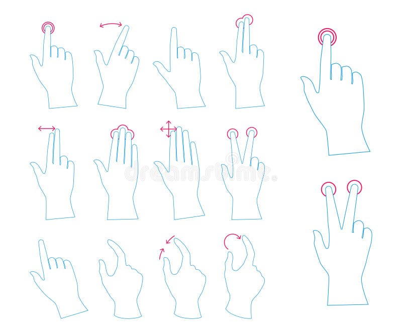 Set Illustration of Hand Gesture Icons for Touchscreen Interaction ...