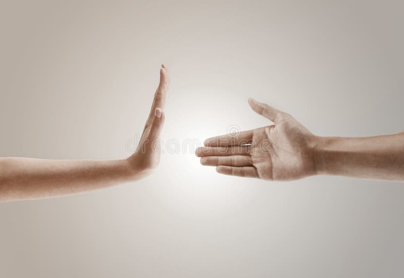 Hand Gesture Concept of One Hand Refusing To Handshake Stock Image ...