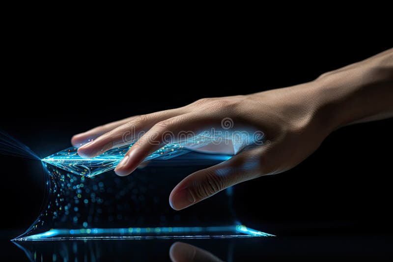 Hand Gesture on Dark Background with Network Signal Touching Hands ...