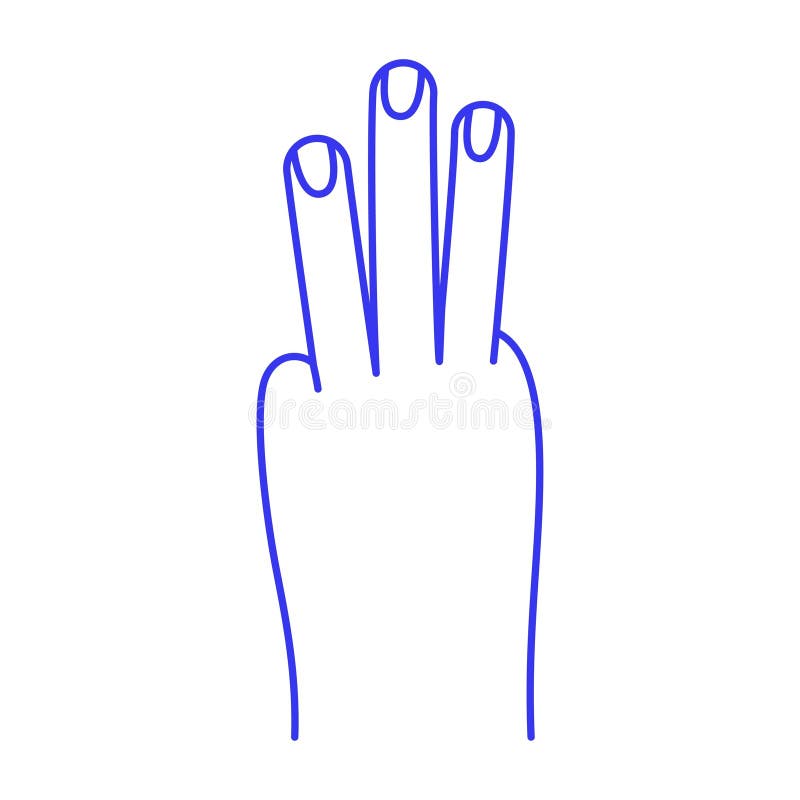 Hand Gesture Doodle Icon. Number Three Stock Vector - Illustration of ...