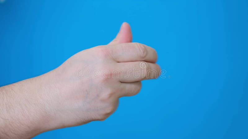 Hand Gesture with Finger on Blue Background. Forefinger Stock Video ...