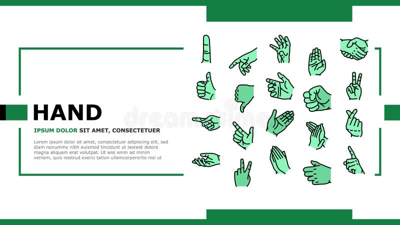 Hand Gesture and Gesticulate Landing Header Vector Stock Vector ...