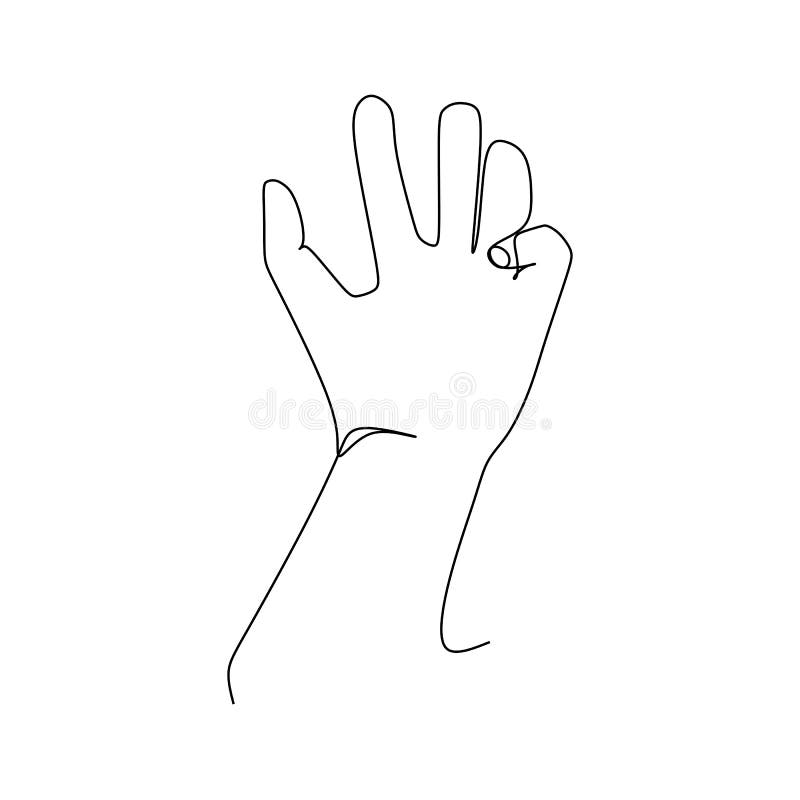 Hand Gesture Language Alphabet Continuous Line Drawing Design. Sign and ...