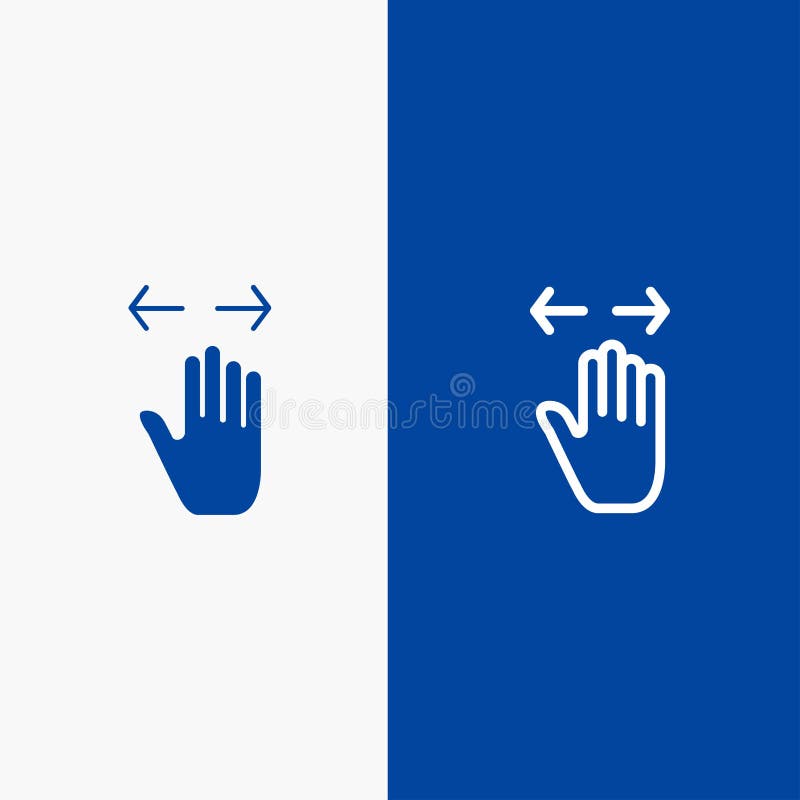 Hand, Gesture, Left, Right, Zoom Out Line and Glyph Solid Icon Blue ...