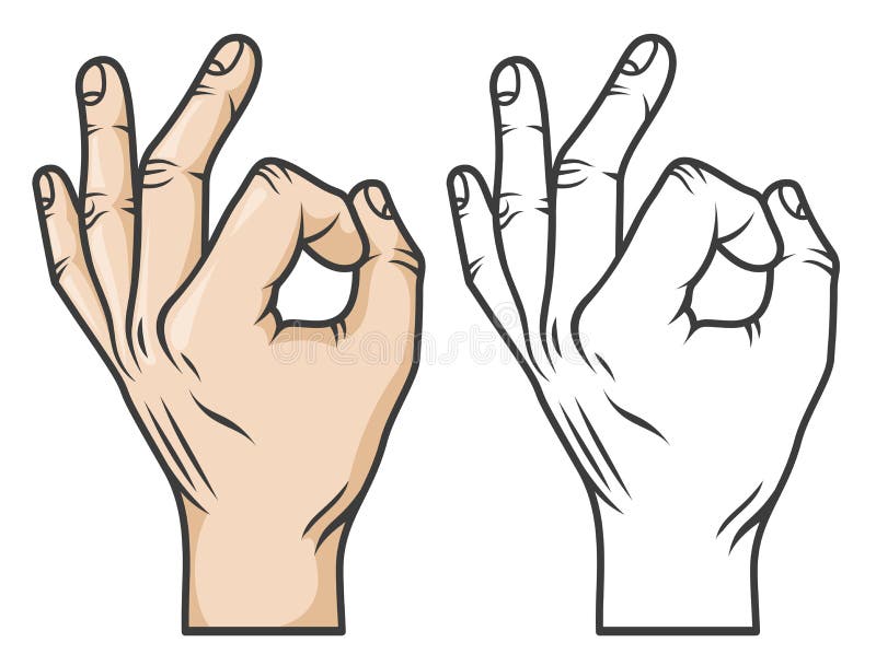 Hand gesture OK stock vector. Illustration of drawing - 125556307