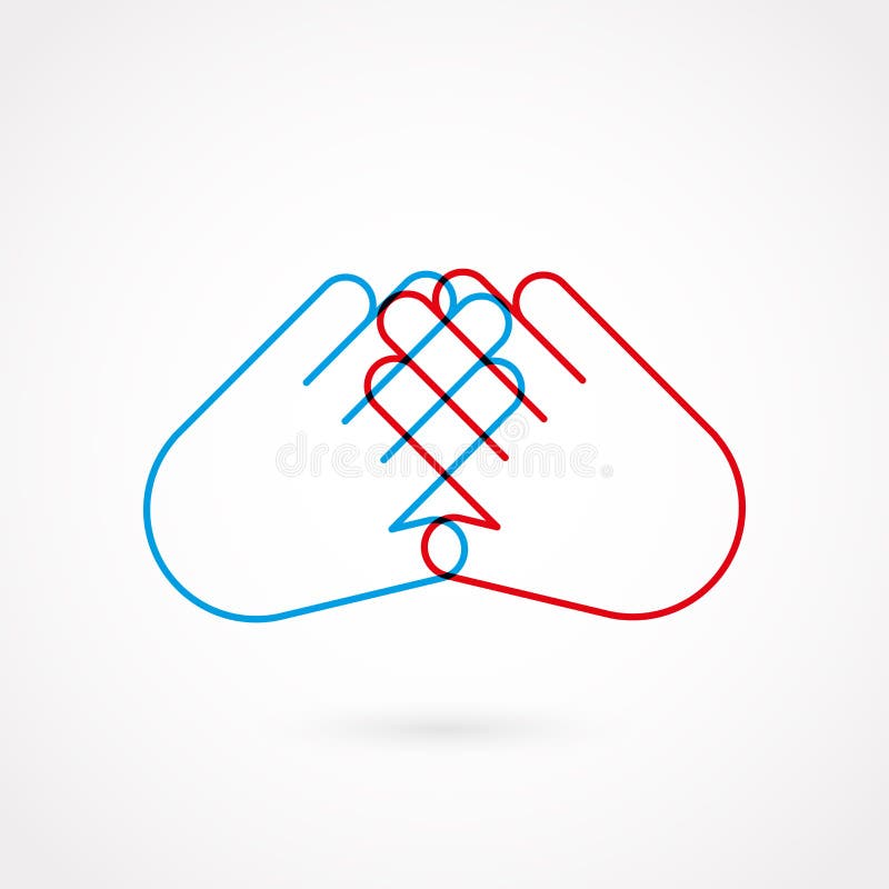 Hand Gesture Outline. Red and Blue. Flat Design, Vector Illustration ...