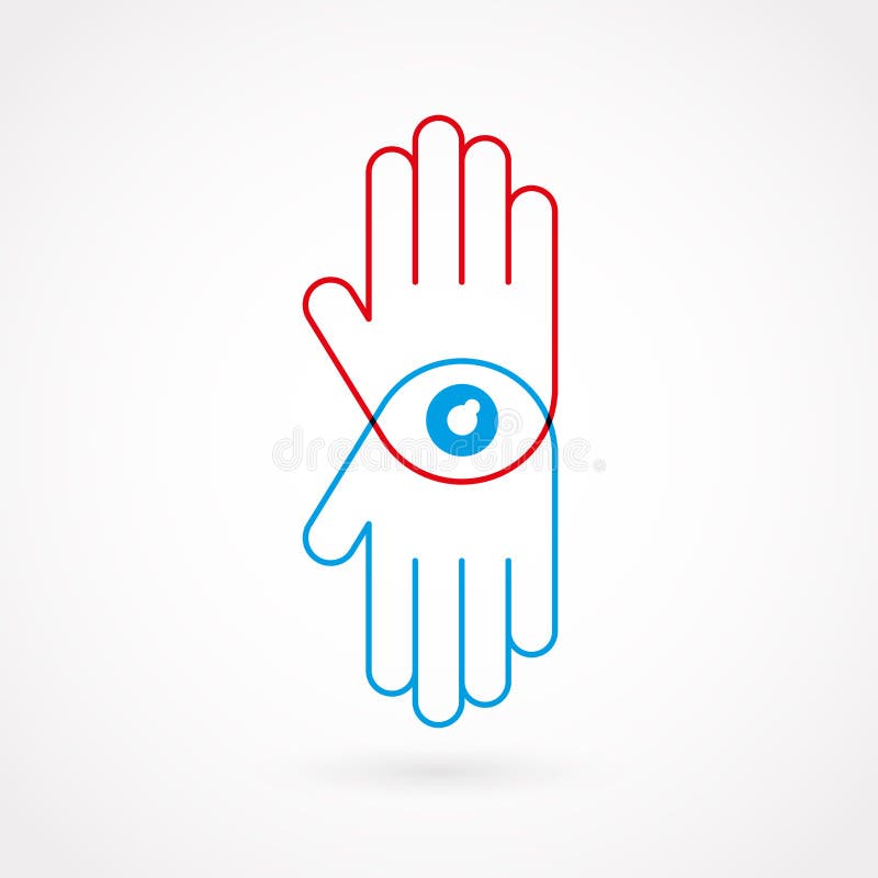 Hand Gesture Outline. Red and Blue. Flat Design, Vector Illustration ...