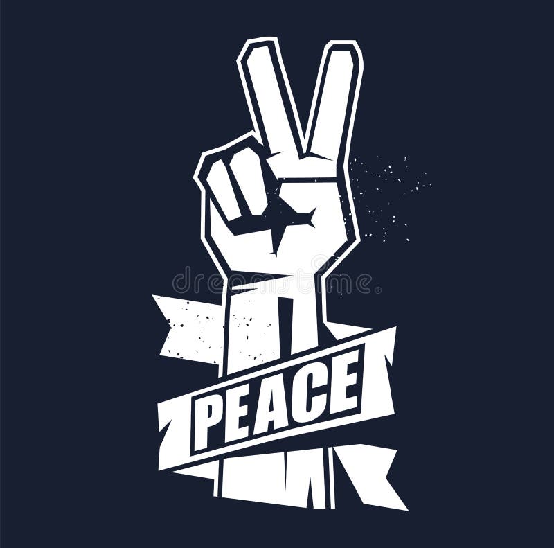 Hand gesture peace sign stock vector. Illustration of banner - 107278750