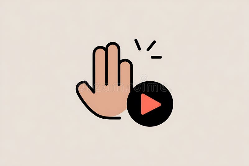 Hand Gesture Play Button Video Start Interactive User Interface Stock Illustration ...