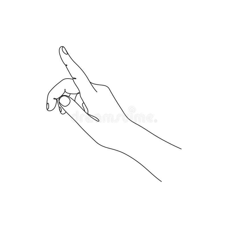 Hand Gesture with Pointing Finger. Line Art Stock Vector - Illustration ...