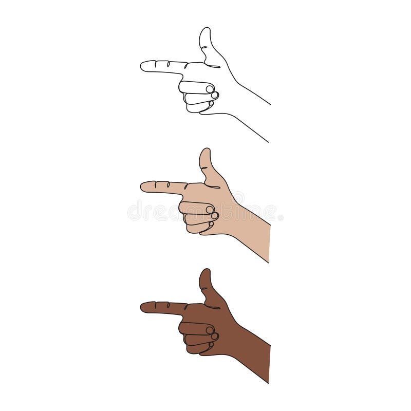 Hand Gesture with Pointing Finger. One Line Art Drawing Stock Vector ...
