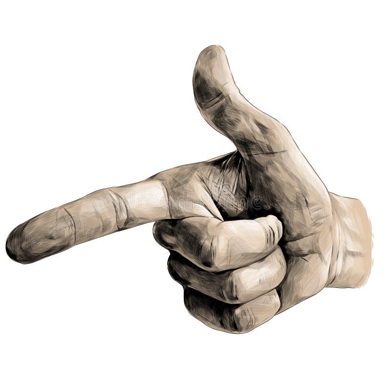 Hand Gesture with Extended Index Finger and Thumb Up Stock Vector ... Hand Gesture with Extended Index Finger and Thumb Up Stock Vector ...