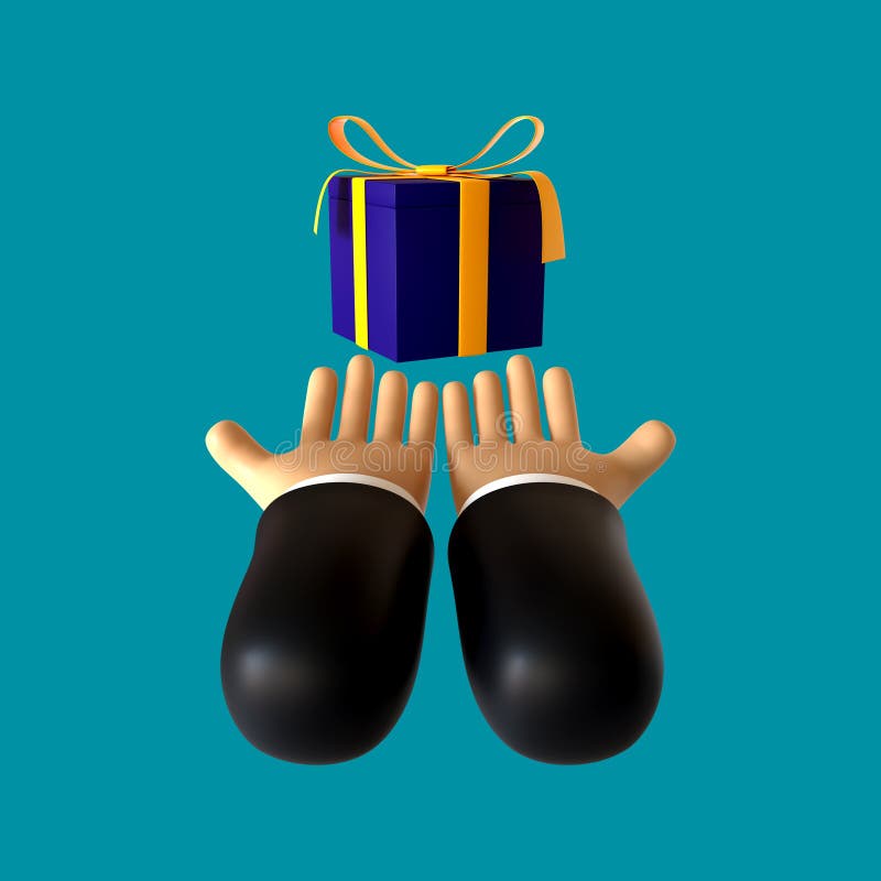 Hand Gesture Receiving a Gift Box Stock Illustration - Illustration of ...
