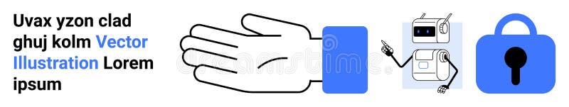 Hand Gesture with Robotic Interaction and Security Lock Symbol Stock ...