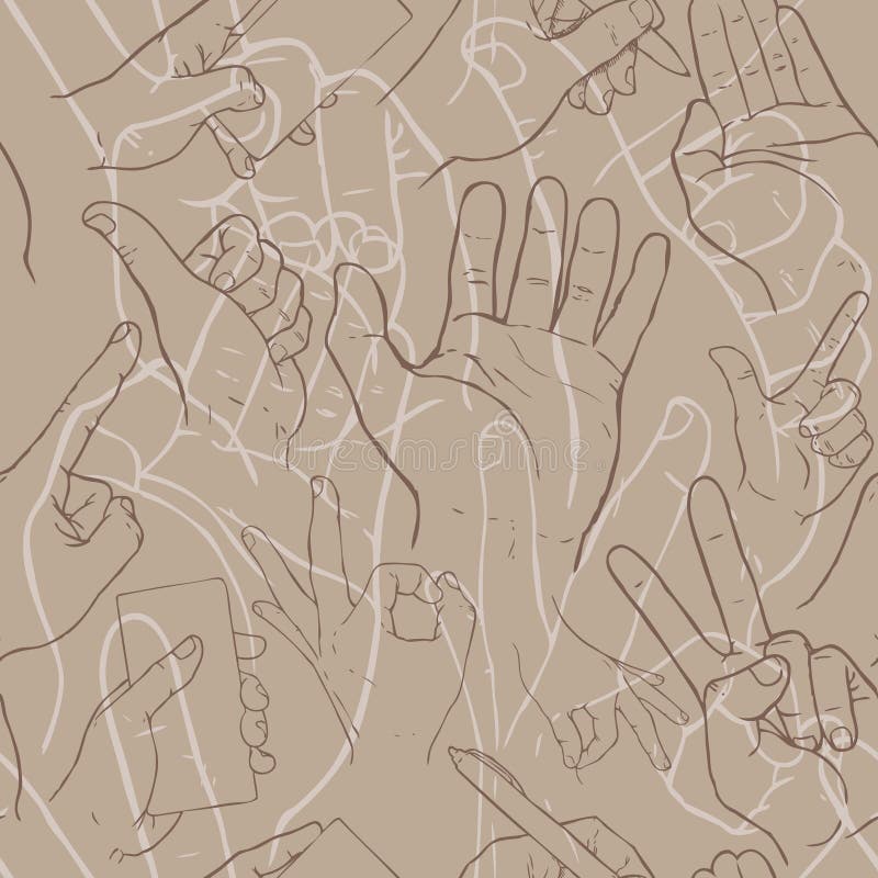 Hand Gesture Seamless Texture Stock Vector - Illustration of graphic ...