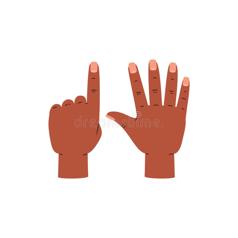 Hand Gesture Showing Number Six. Counting with Hand Fingers Method ...