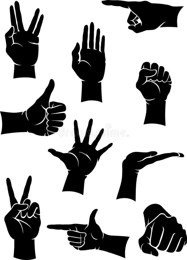 Hand Signs Collection stock illustration. Illustration of silhouette ...