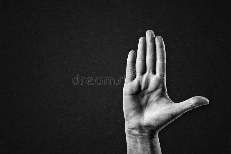 Hand Gesture Stop Sign stock photo. Image of idea, retro - 304846160