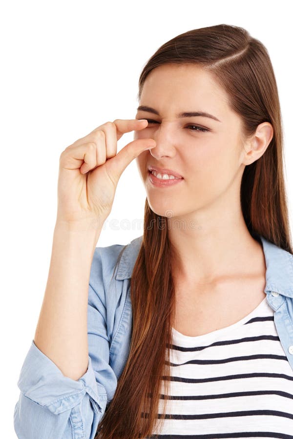 Hand Gesture, Studio and Woman with Small Size Sign, Little Pinch or ...