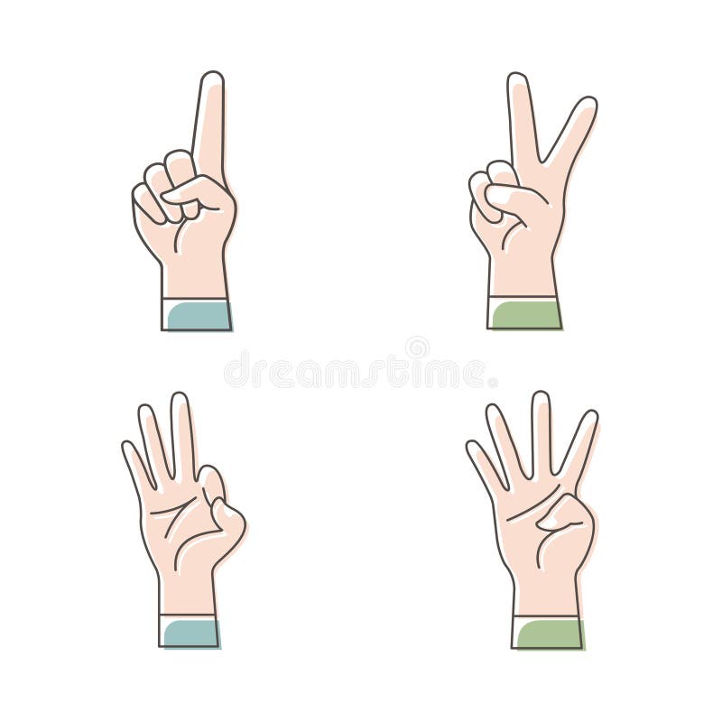 Hand Gesture Symbol Filled Line Style Vector Illustration Set ...