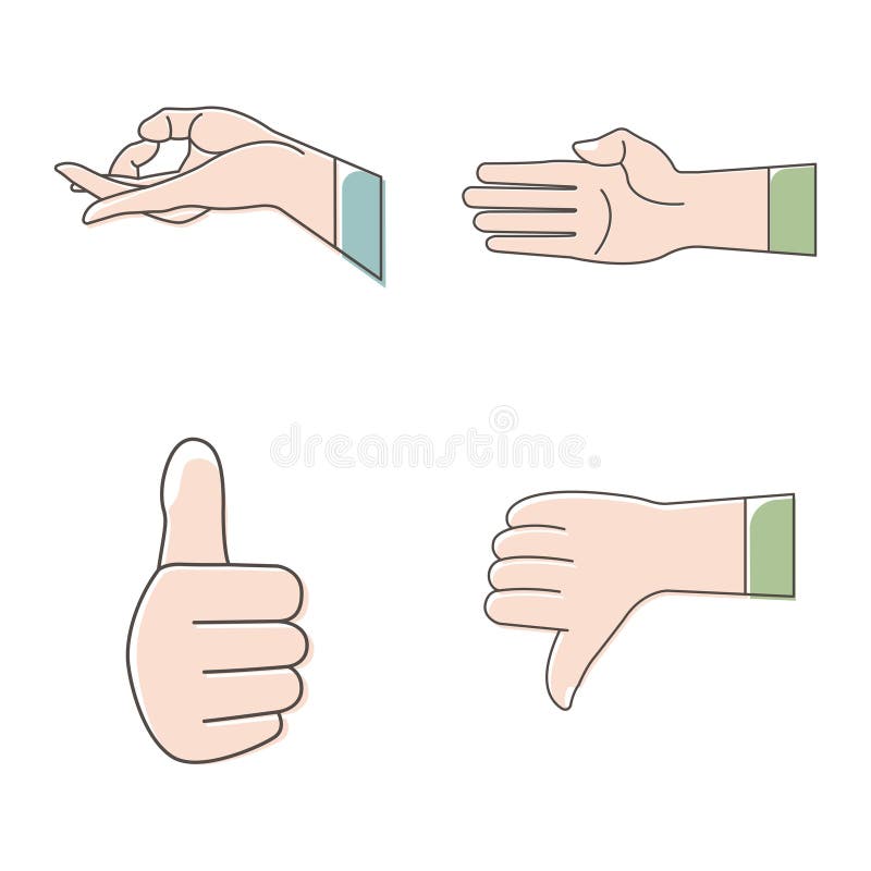 Hand Gesture Symbol Filled Line Style Vector Illustration Set ...