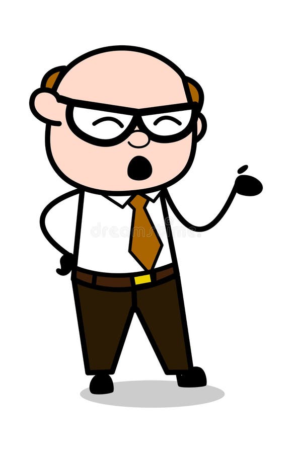 Hand Gesture while Talking - Retro Cartoon Office Old Boss Man Vector ...