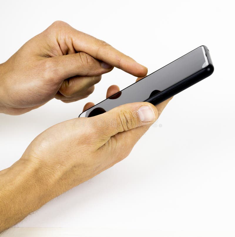 Hand Gesture Touch Screen Smartphone Black Screen Stock Image - Image ...