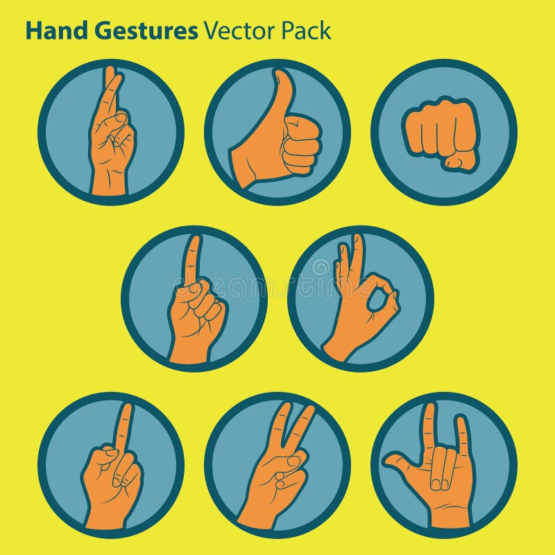 Hand Gesture Vector Icon Set. Stock Vector - Illustration of element ...