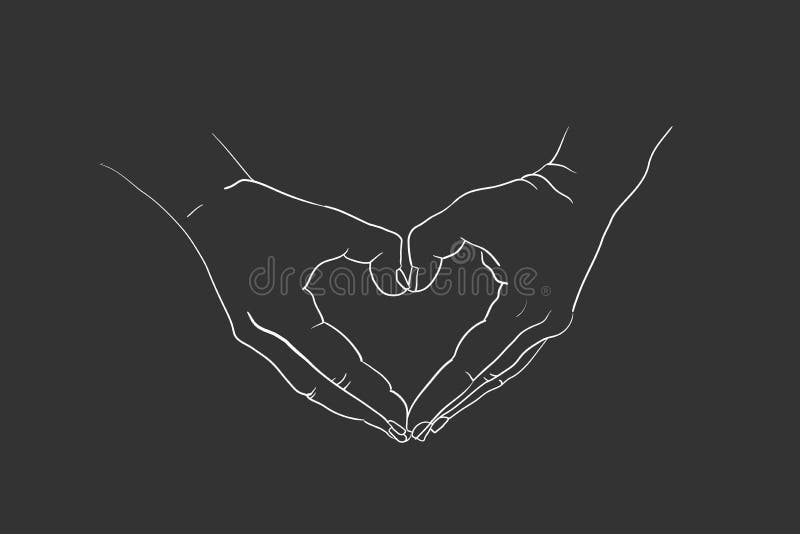 Hand Gesture Vector Sketch. Body Language Concept. Hands Sign Heart ...