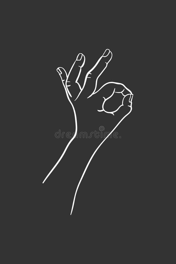 Hand Gesture Vector Sketch. Body Language Concept. Hand Sign Okey ...