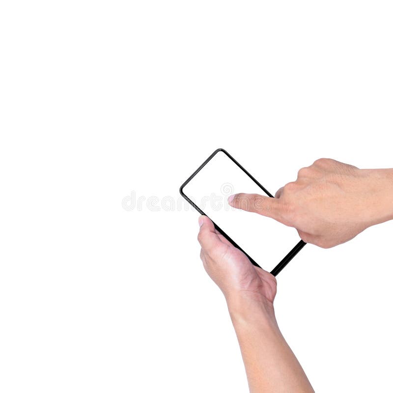 The Hand Gesture of a White Man Holding a Black Mobile Phone with His ...