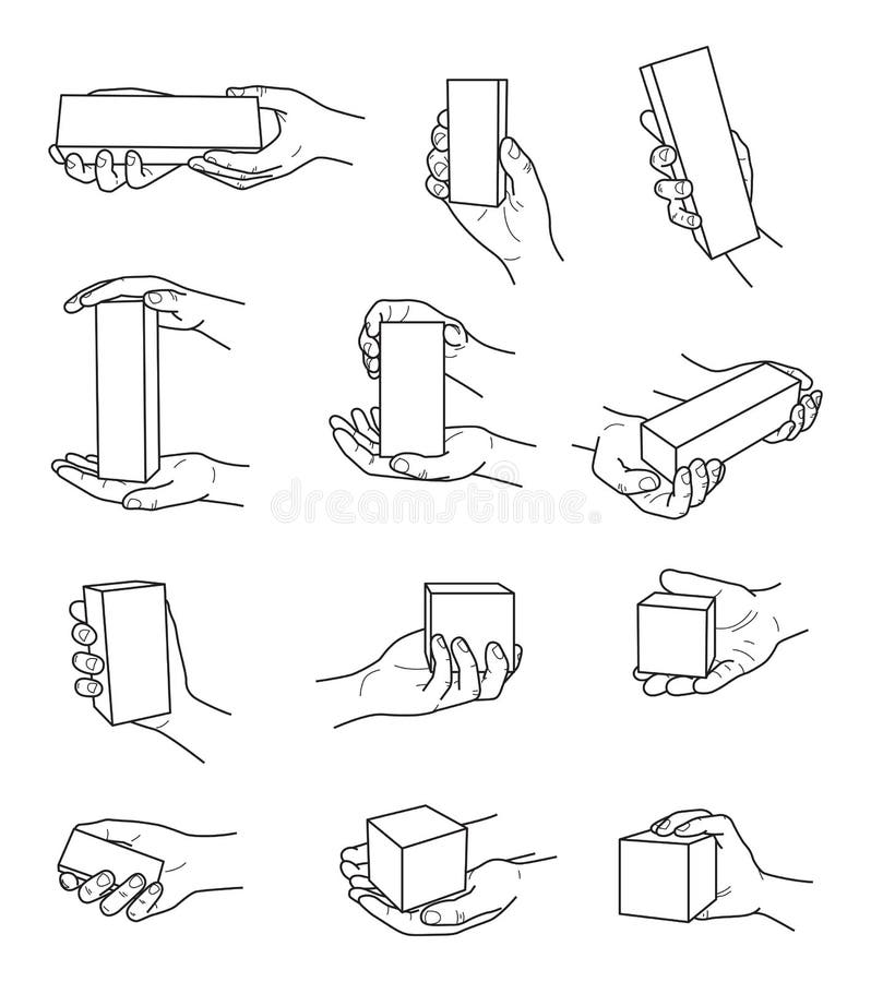 Hand Gestures with Box Contour Vector Set Stock Vector - Illustration ...