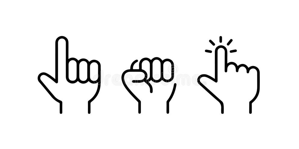 Hand Gestures and Click Icons in Minimal Style Stock Vector ...
