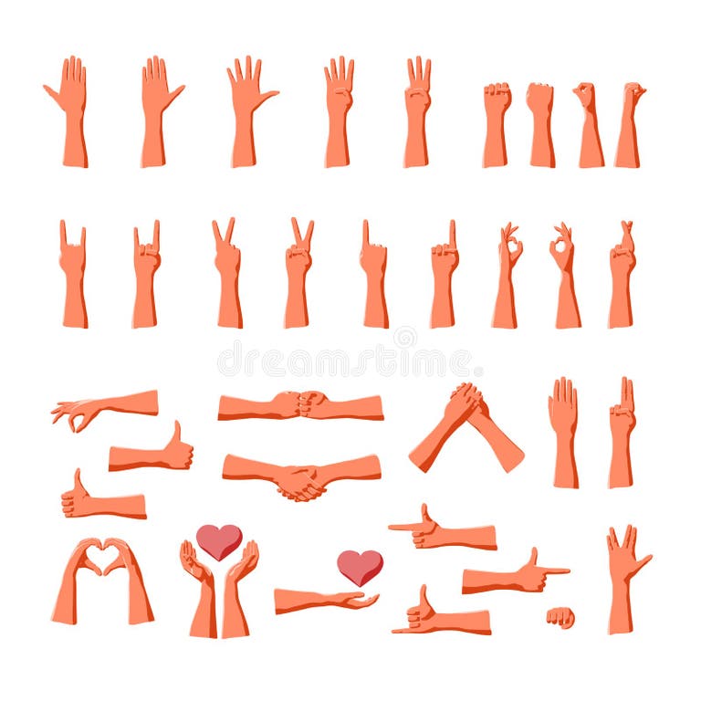 Set Cartoon Hand Show Gestures Stock Illustrations – 624 Set Cartoon ...