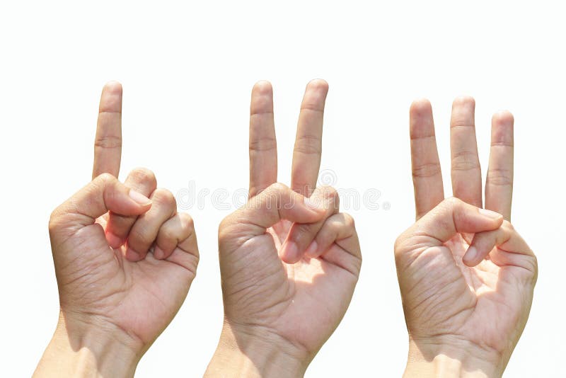 Hand Gestures Counting from 1 To 3 Stock Image - Image of counting ...