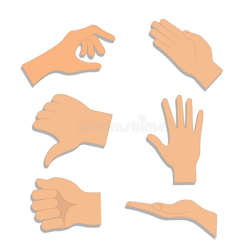 Hand Gestures in Different Positions. Stock Vector - Illustration of ...