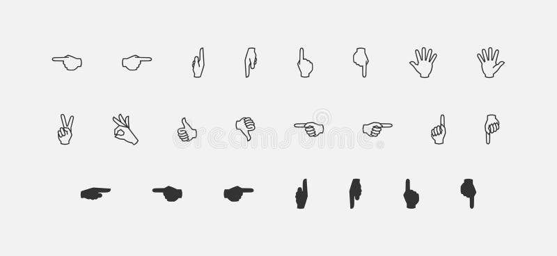 Hand Gestures Line Icons Set. Vector Illustration Fingers Icon with ... Hand Gestures Line Icons Set. Vector Illustration Fingers Icon with ...