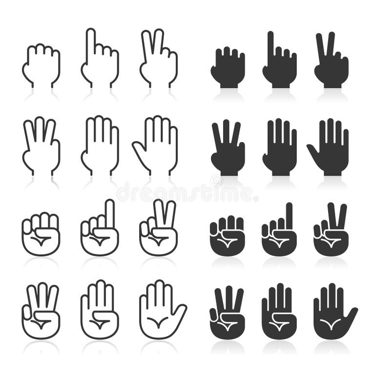 Number Hand Gestures Icons Stock Illustrations – 443 Number Hand ...